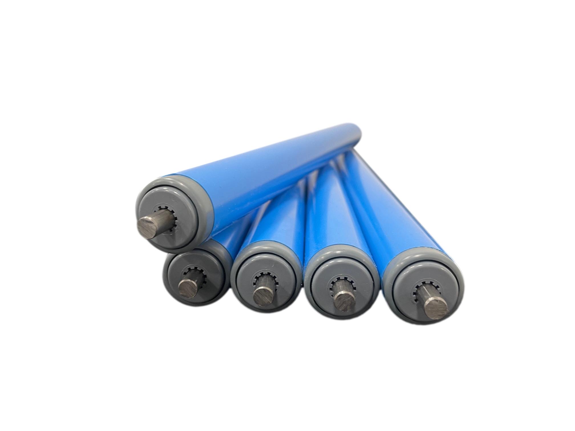 30mm PVC Conveyor Rollers Light Blue FDA (10mm Spring-Loaded) 7Kgs